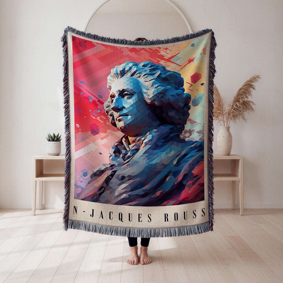 Jean-jacques Rousseau Woven Blanket, Philosopher Portrait Tapestry ...