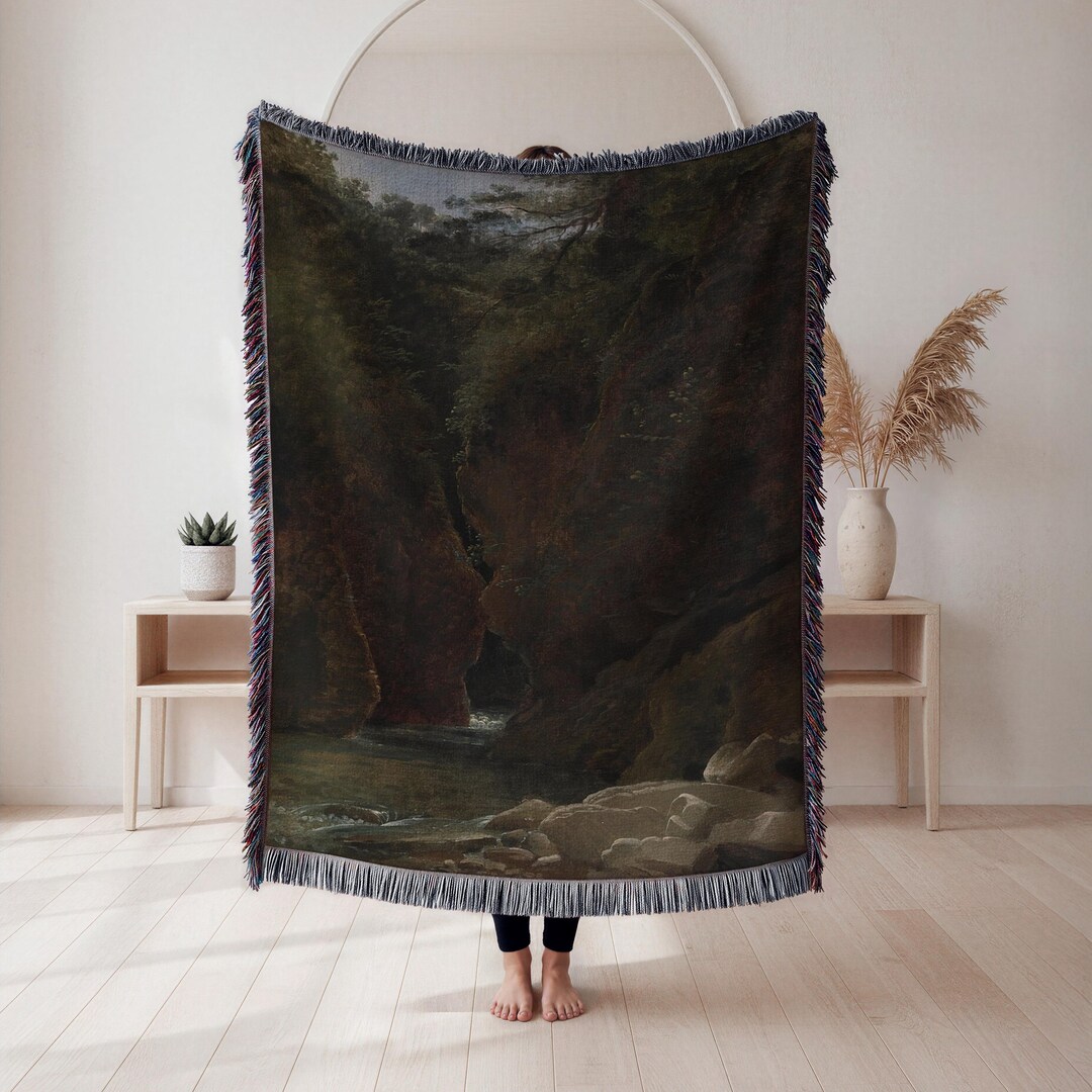 Pierre Athanase Chauvin View of a Gorge in Italy Woven Blanket, Italian ...