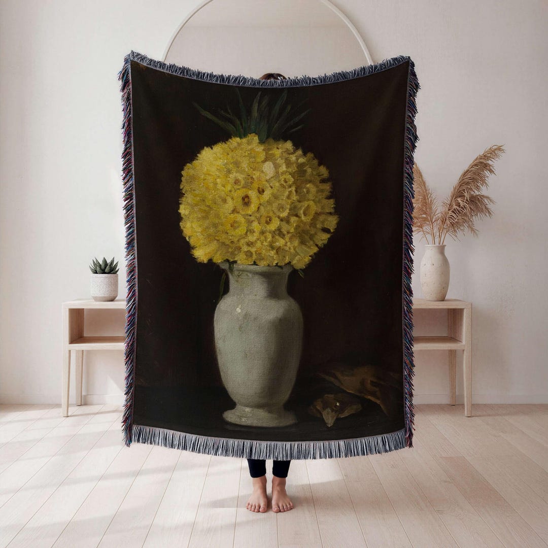 Adolf Von Becker Flower Picture Woven Blanket, Daffodil Bouquet Art ...