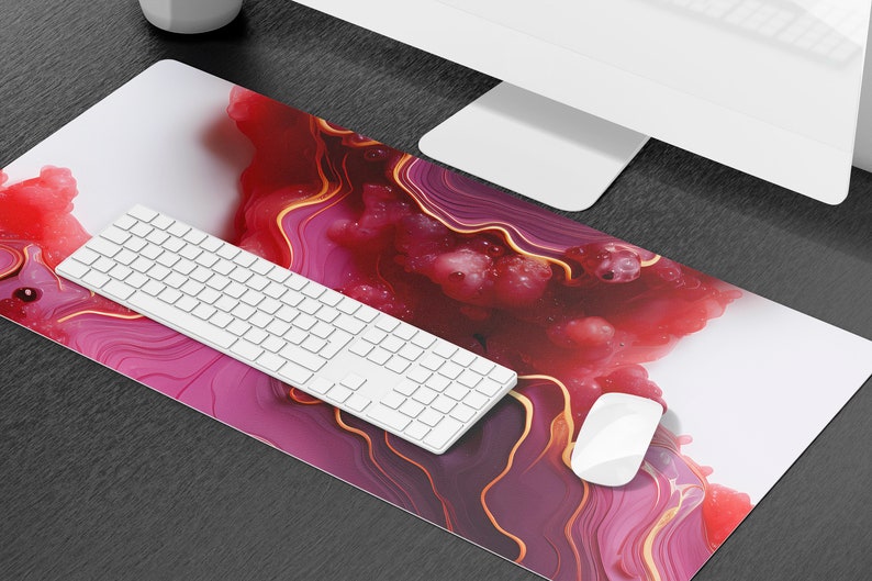 Aesthetic Desk Mat, Abstract Mousepad, Red Gaming Desk Mat, XXL Large ...