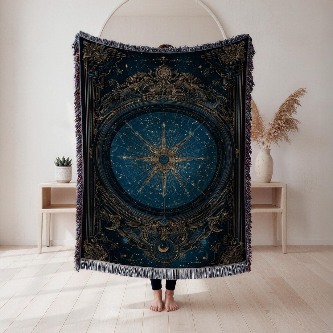 Star Chart Woven Blanket, Celestial Constellation Tapestry Throw ...