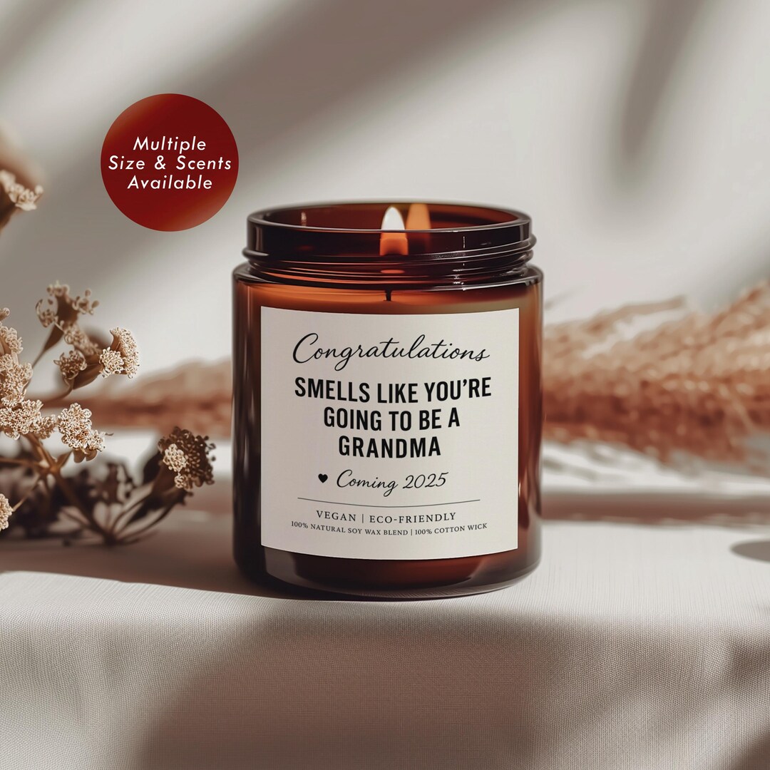 Pregnancy Reveal Candle for Grandma, Scented Soy Candle (amber Jar ...