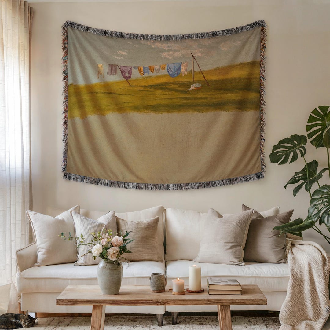 Frederic Edwin Church Laundry Hung Out to Dry Woven Blanket, Laundry ...