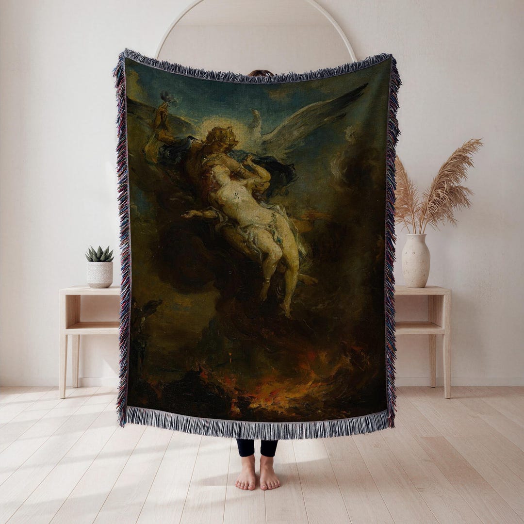 Cupid and Psyche Woven Blanket, Mythological Tapestry Throw, Mythology ...
