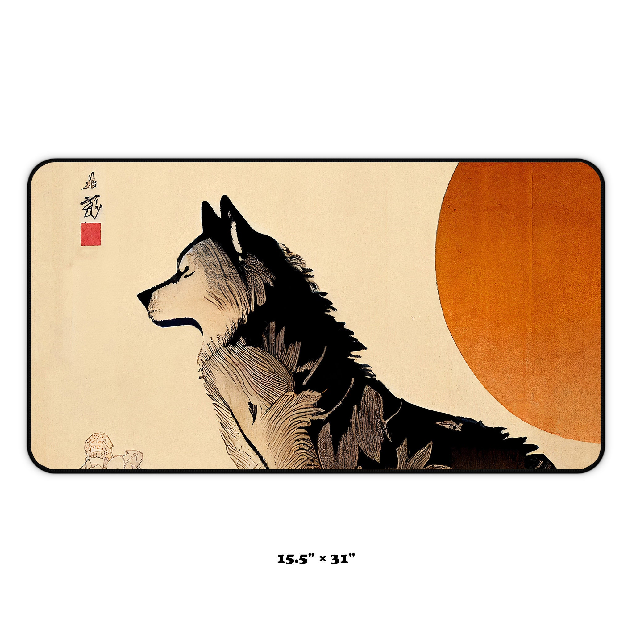 Wolf Desk Mat Japanese Desk Mat Ukiyo-e Desk Mat Mouse Pad XXL Desktop ...