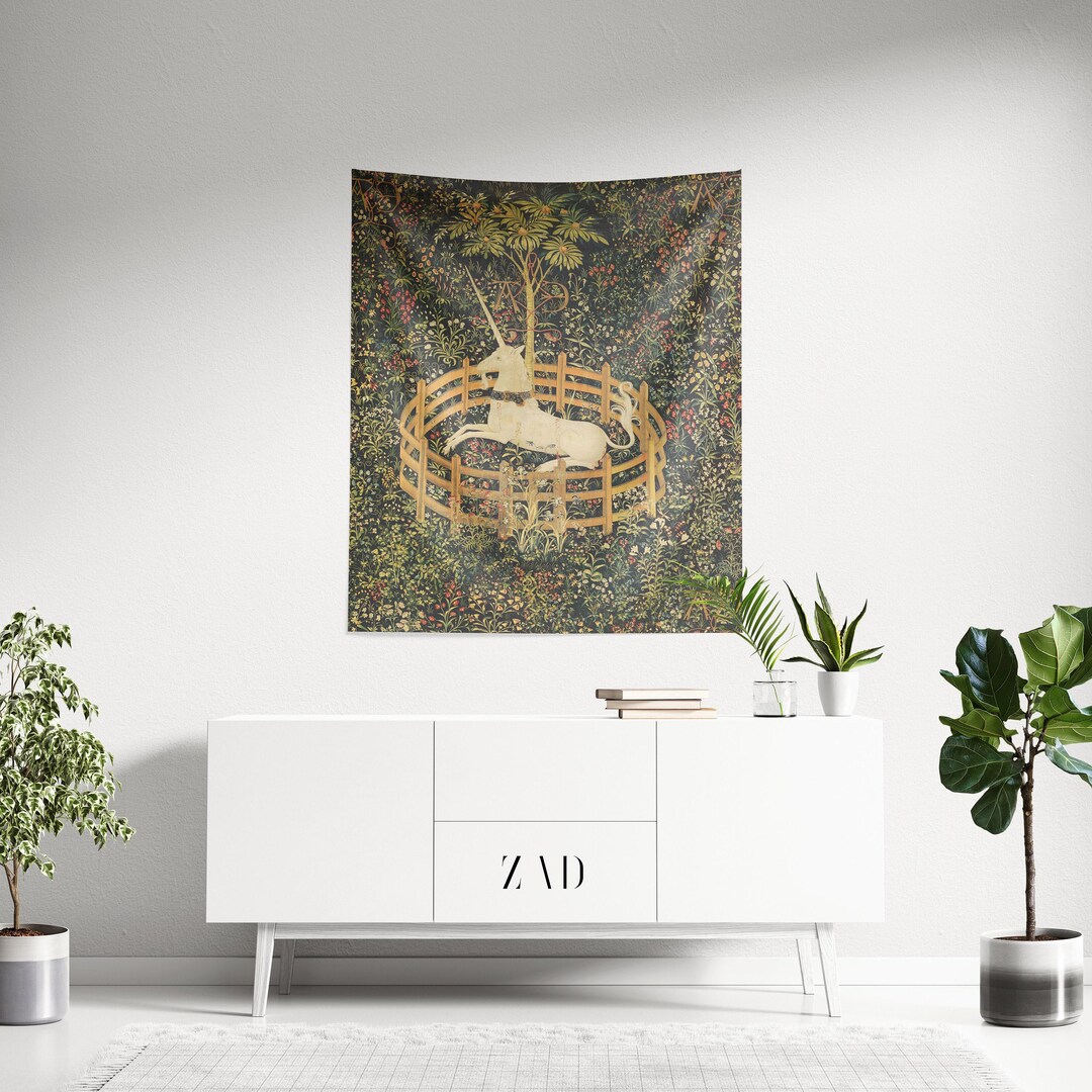 Medieval Tapestry, Unicorn in Captivity, Unicorn Tapestry, Dorm ...