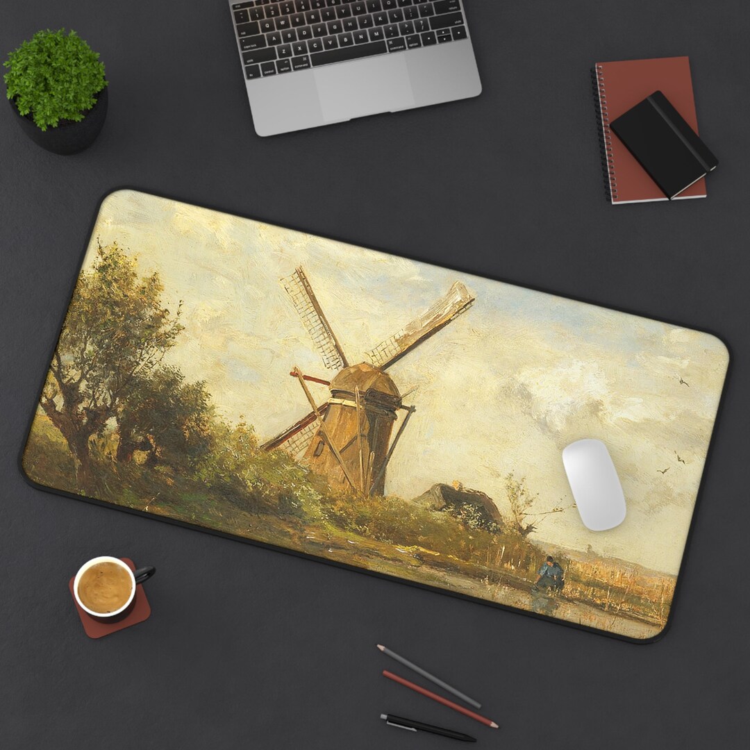 Windmill Desk Mat, Windmill Decor, Aesthetic Desk Mat, Windmill ...