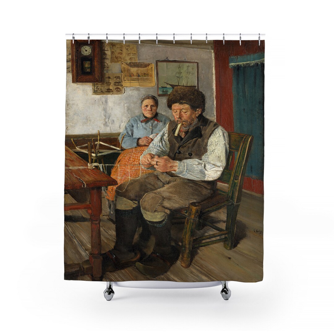 Fine Art Shower Curtain |christian Krohg - the Net Mender (1879 ...