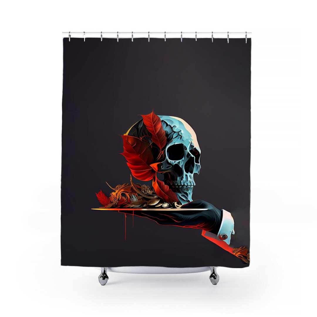 Skull Shower Curtain | Gothic Shower Curtain | Gothic Bathroom Decor ...
