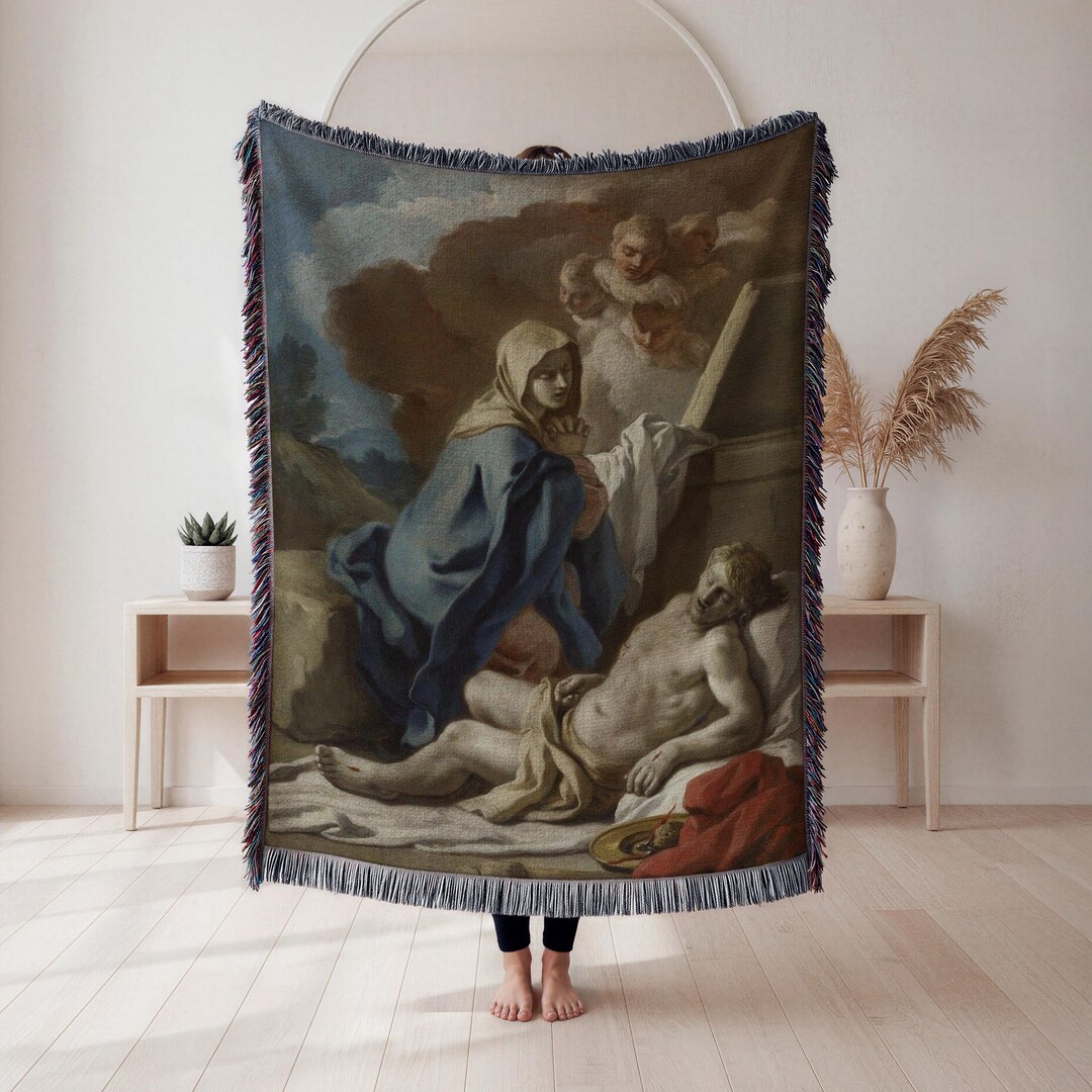 Christian Lamentation Scene Woven Blanket, Religious Throw Blanket ...