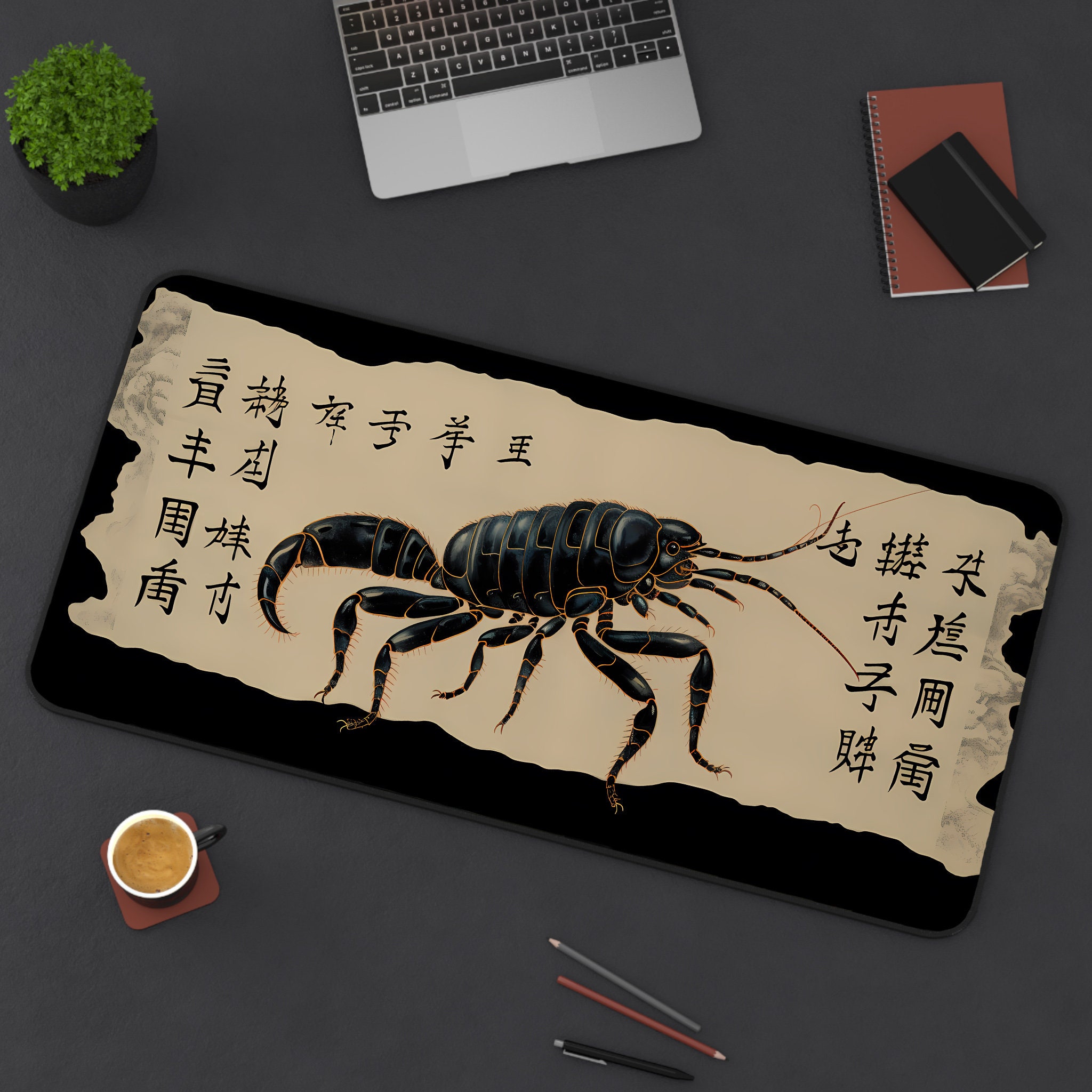 Scorpion Desk Mat Japanese Mousepad Black and White Japanese - Etsy