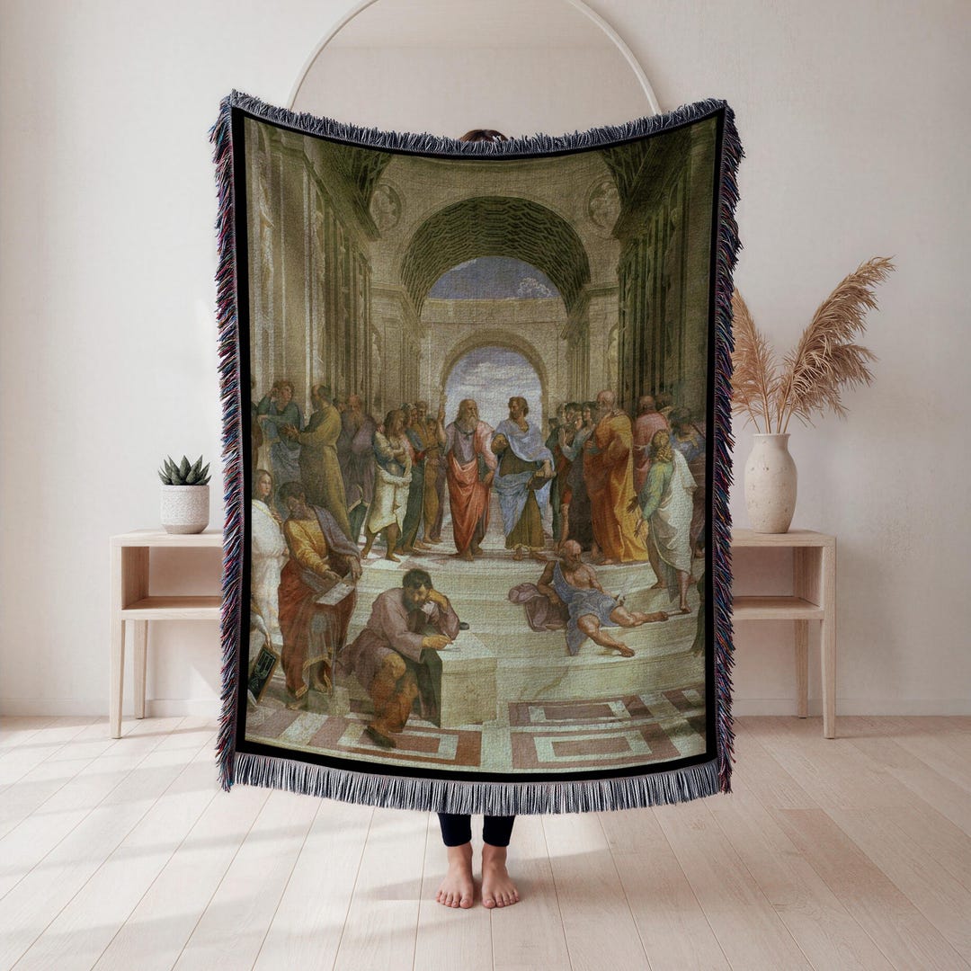 The School of Athens Raphael Artwork Woven Blanket, Classical Greek ...