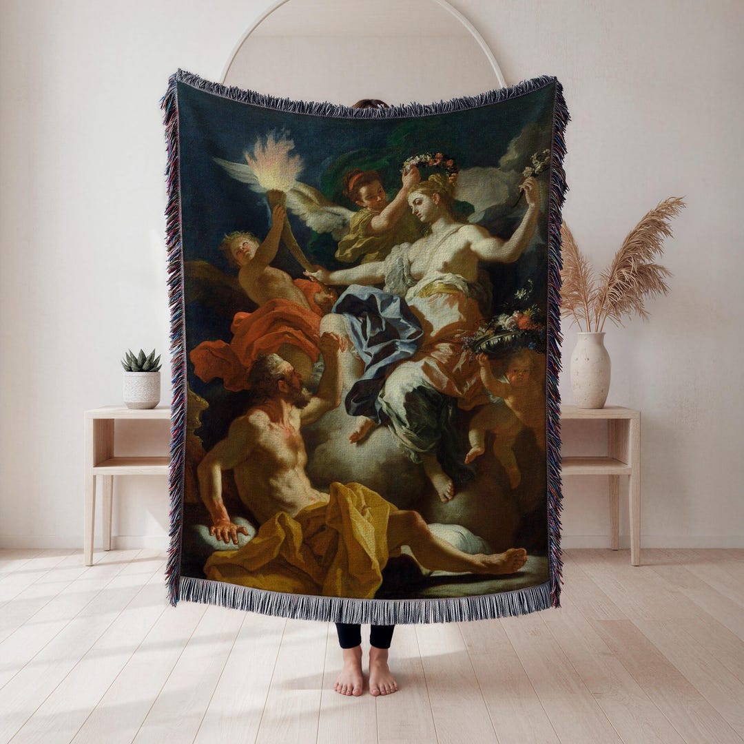 Greek Mythology Woven Blanket, Dramatic Allegorical Figure Tapestry ...