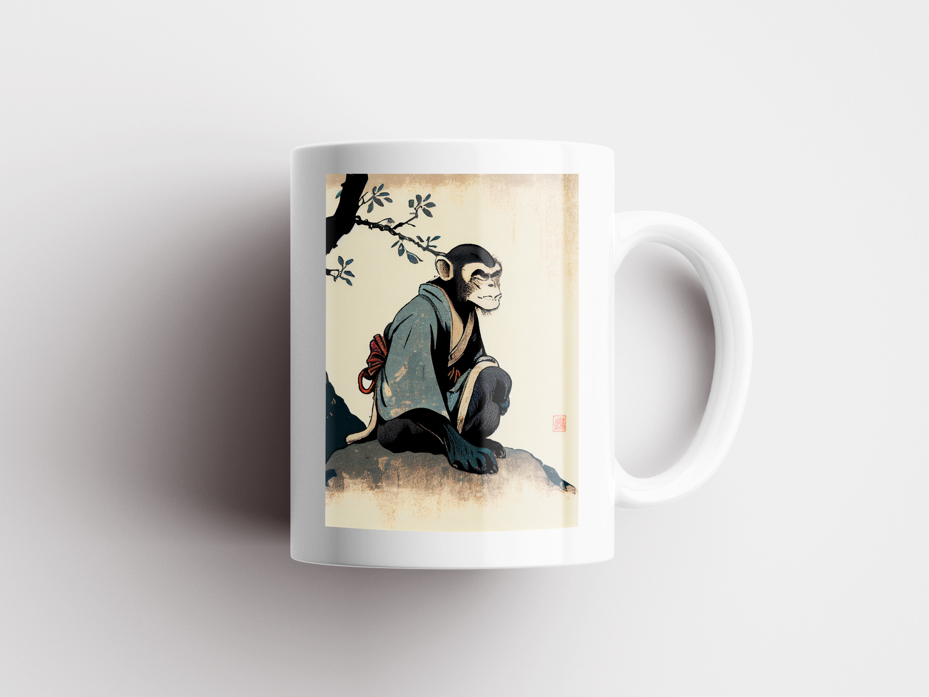 Monkey Mug Japanese Mug Ukiyo-e Mug Ceramic Mug Friend Gift Fine Art ...