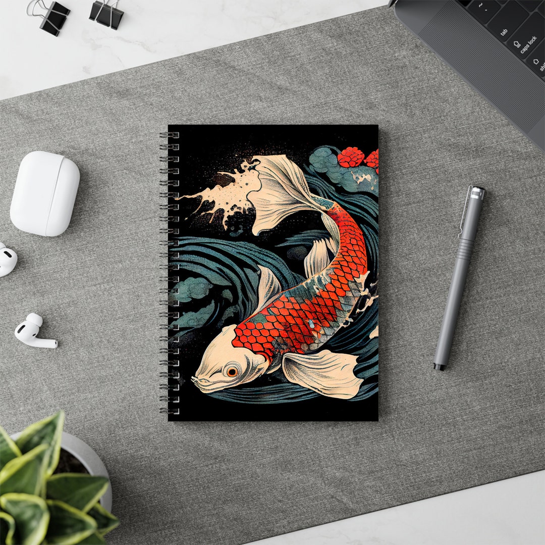 Japanese Notebook | Koi Fish Notebook | Japanese Journal | Spiral ...