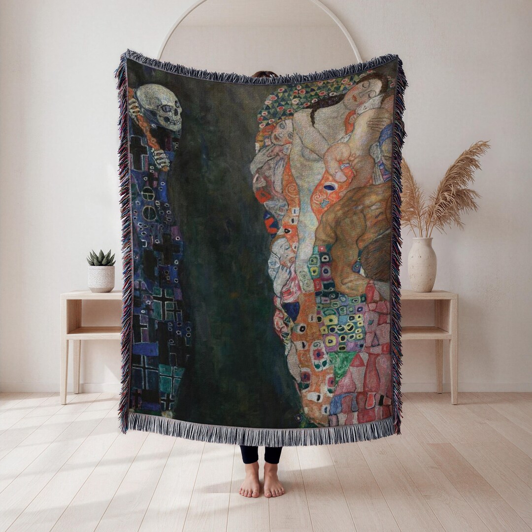 Klimt Woven Throw Blanket, Art Nouveau Design, Decorative Living Room ...