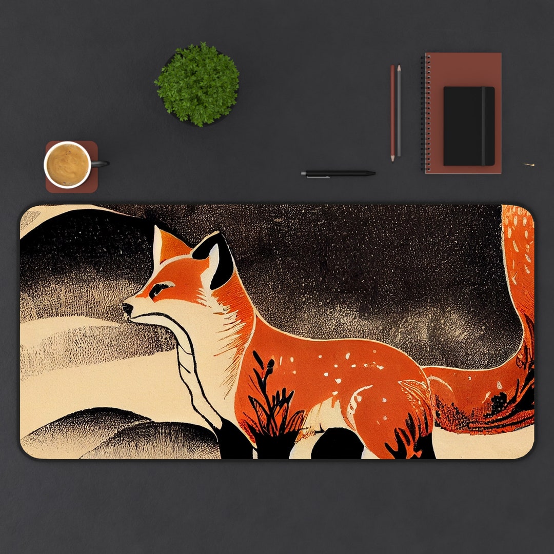 Japanese Desk Mat | Fox Desk Mat | Ukiyo-e Desk Mat | Mouse Pad XXL ...