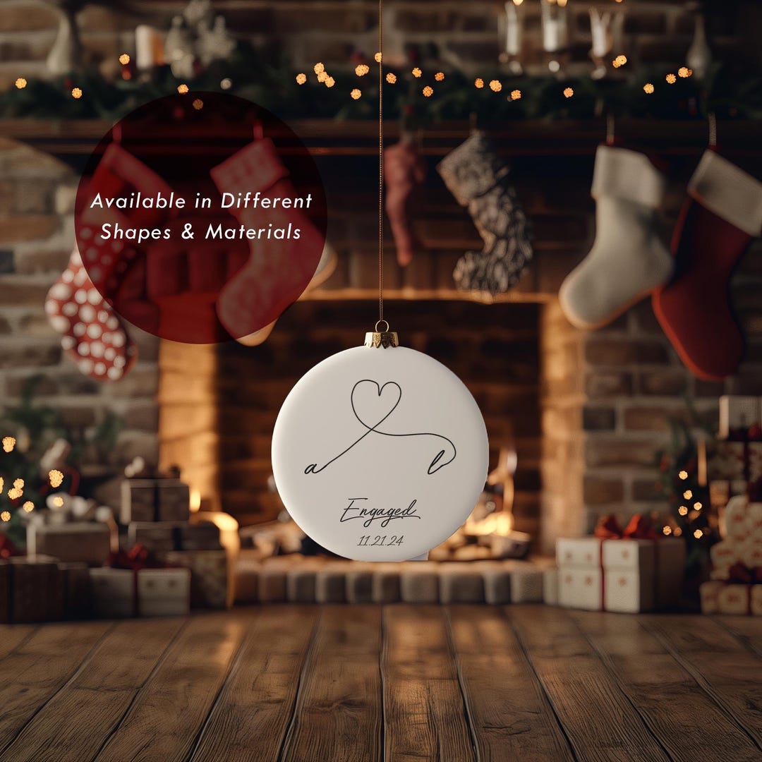 Personalized Engagement Ornament 2024 - Custom Initials Christmas ...