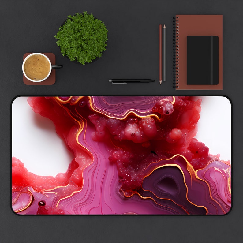 Aesthetic Desk Mat, Abstract Mousepad, Red Gaming Desk Mat, XXL Large ...