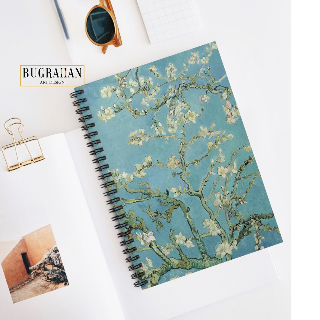Van Gogh Notebook, Floral Notebook, Blossoming Almond Tree, Spiral ...
