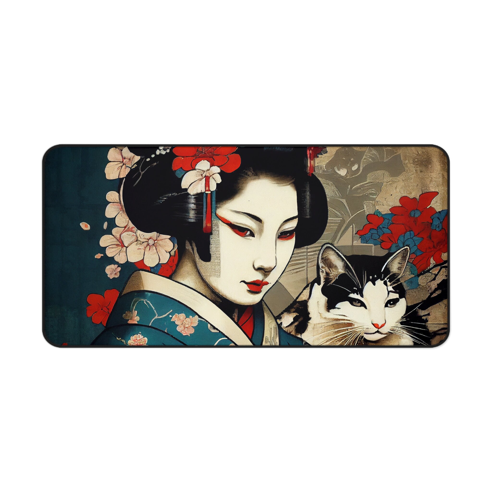 Japanese Gaming Mousepad, Aesthetic Desk Mat, Geisha Desk Mat, Japanese ...