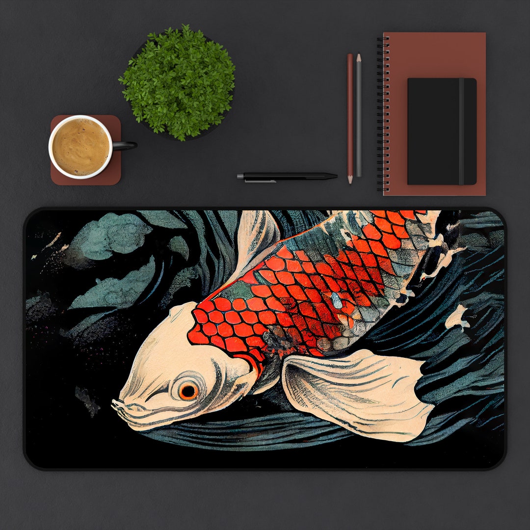 Koi Fish Desk Mat | Japanese Desk Mat | Mouse Pad XXL | Desktop Mat ...