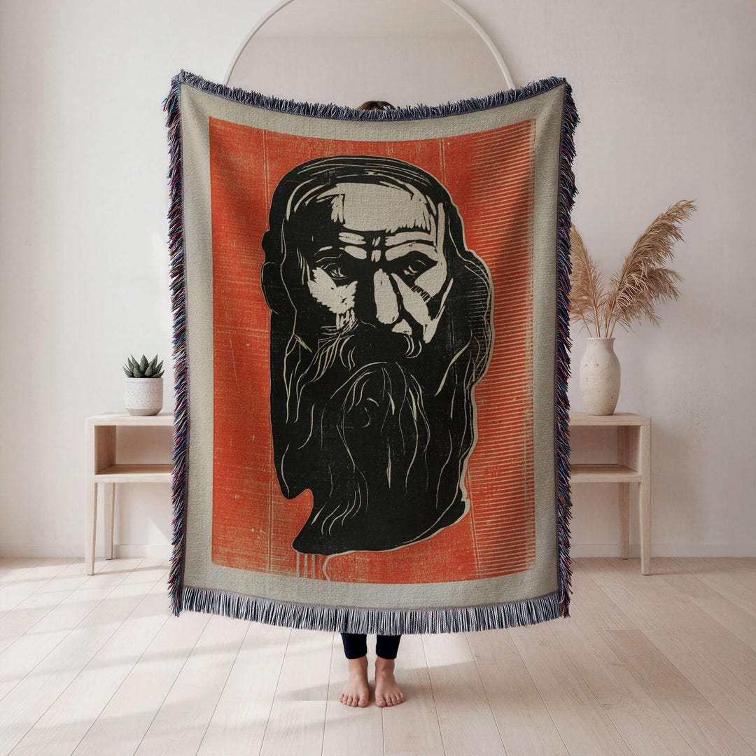 Edvard Munch Head of an Old Man With Beard Woven Blanket, Old Man ...