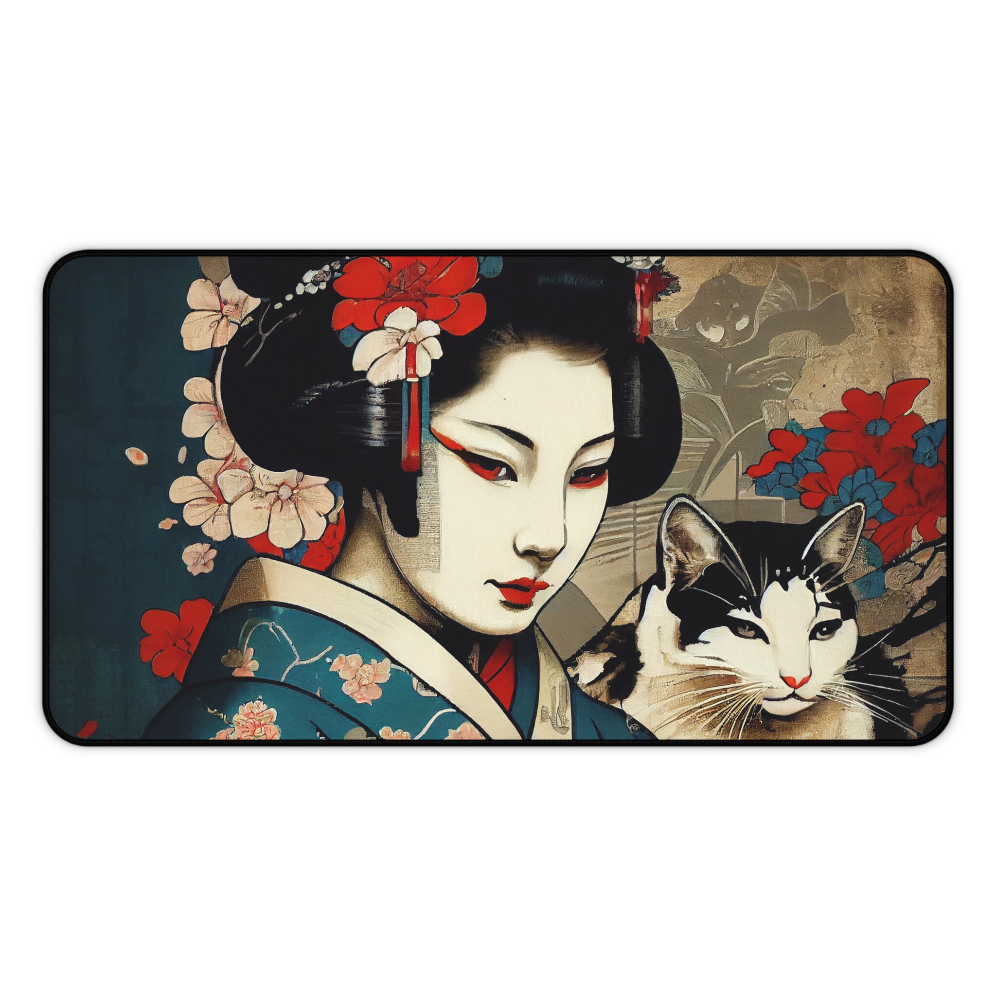 Japanese Gaming Mousepad, Aesthetic Desk Mat, Geisha Desk Mat, Japanese ...