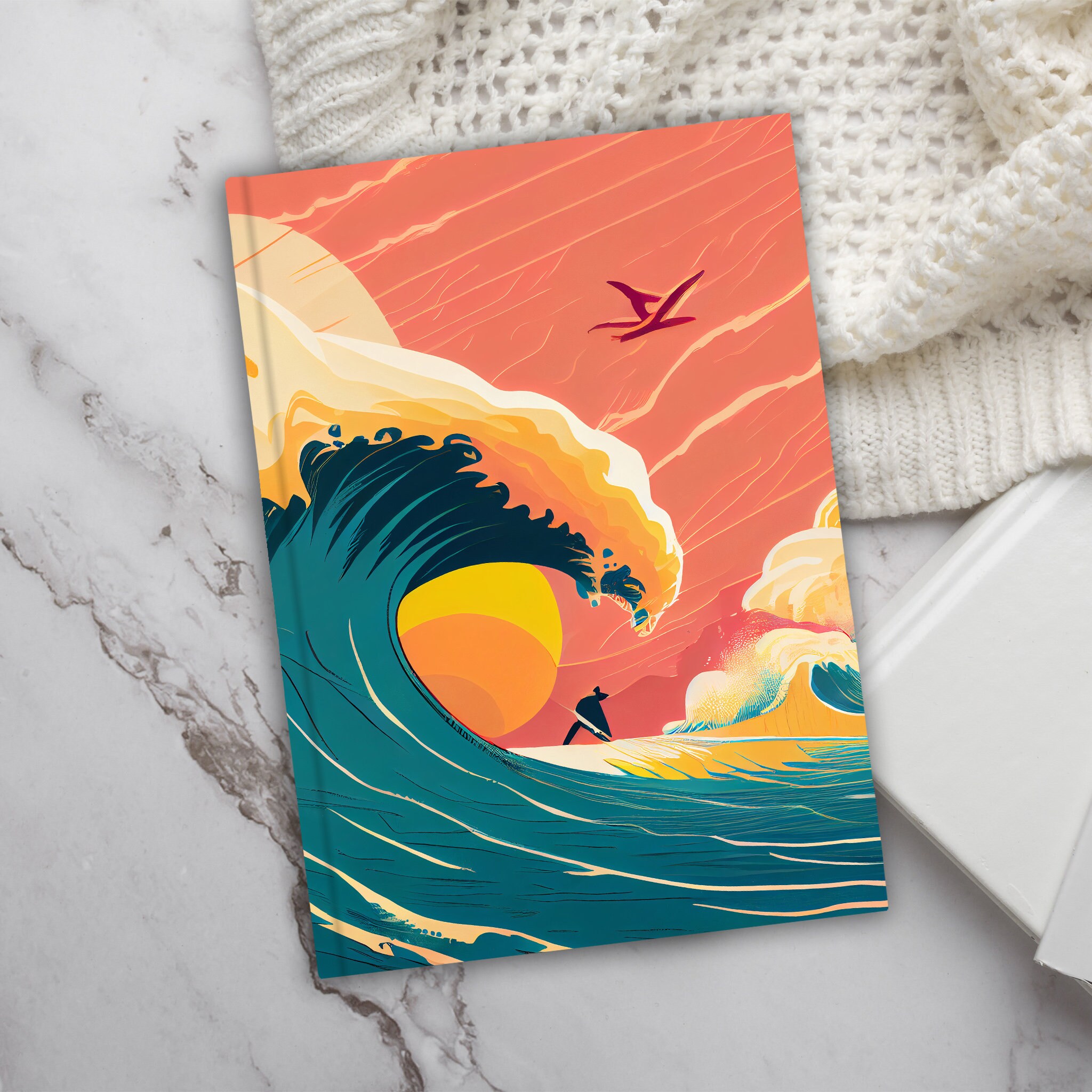 Beach Notebook Spiral Notebook Wave Lover Gift Retro Notebook Hardcover ...