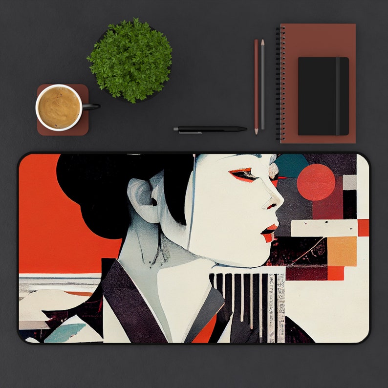 Japanese Desk Mat Geisha Desk Mat Mouse Pad XXL Desktop - Etsy