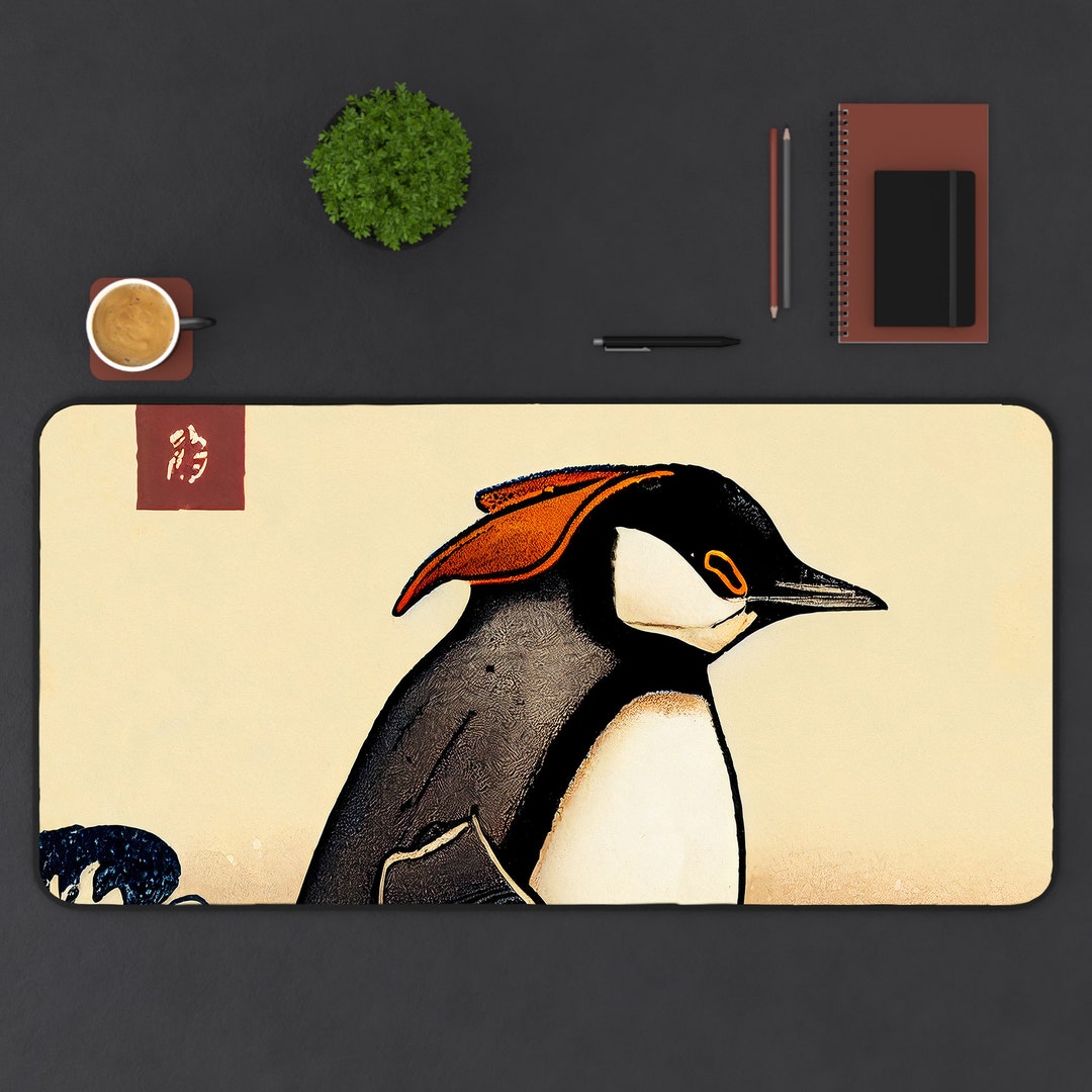 Penguin Desk Mat | Japanese Desk Mat | Ukiyo-e Desk Mat | Mouse Pad XXL ...