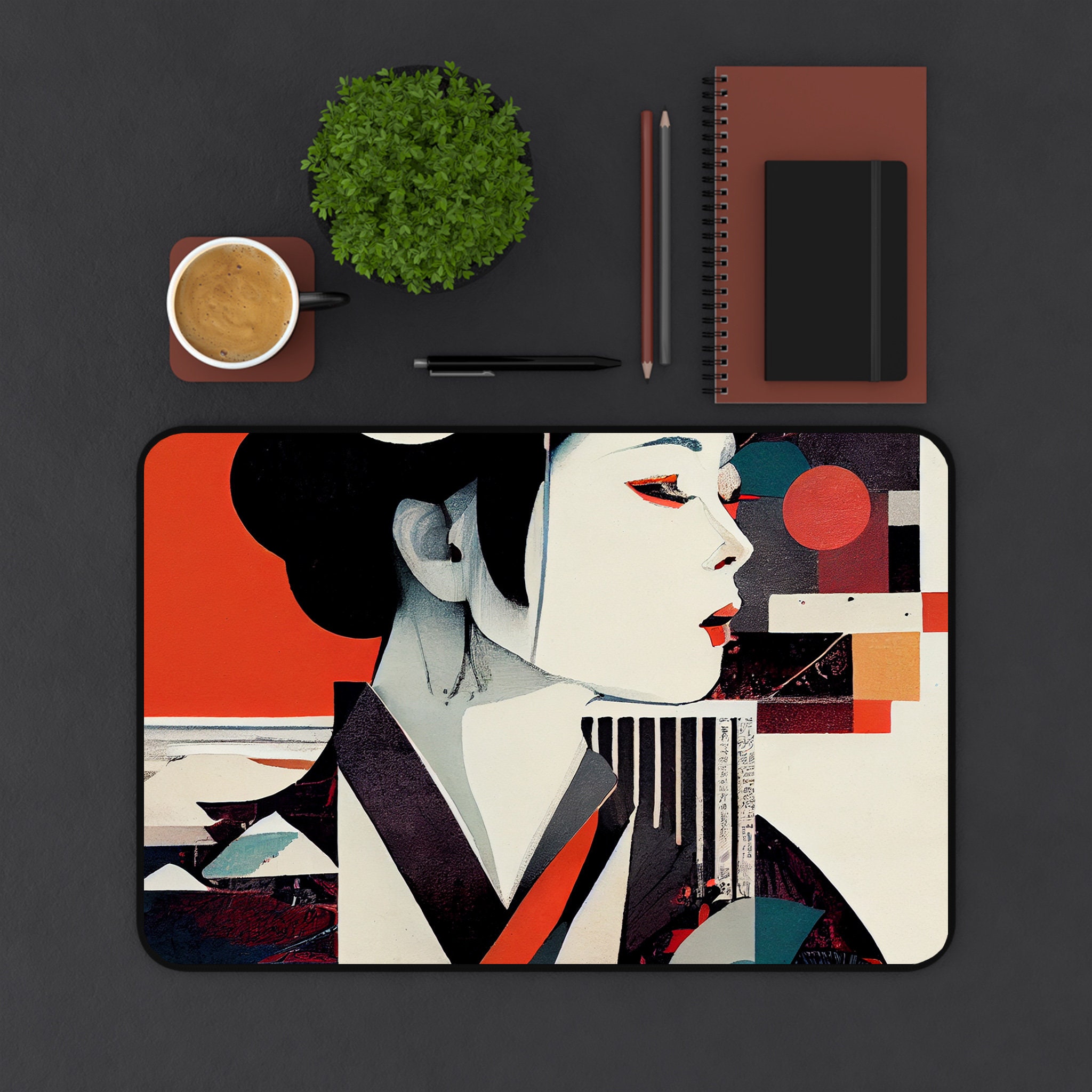 Japanese Desk Mat Geisha Desk Mat Mouse Pad XXL Desktop - Etsy
