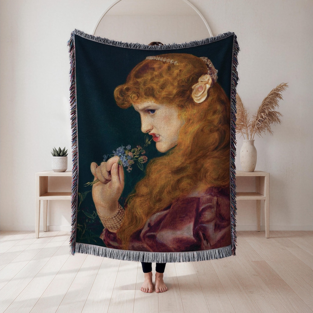 Dante Gabriel Rossetti Bocca Baciata Woven Blanket, Woman Portrait Art ...