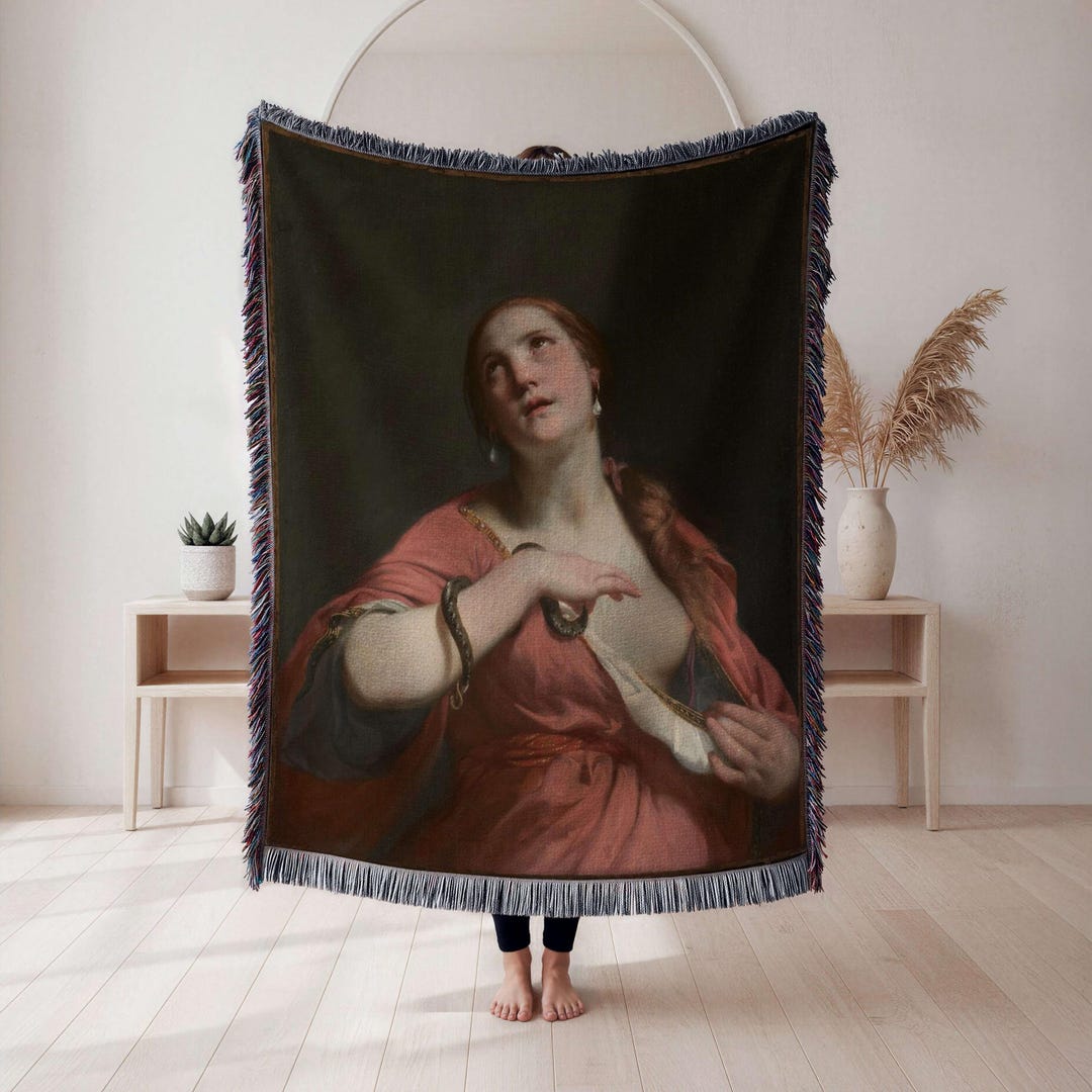 Guido Cagnacci the Death of Cleopatra Woven Blanket, Cleopatra Art ...