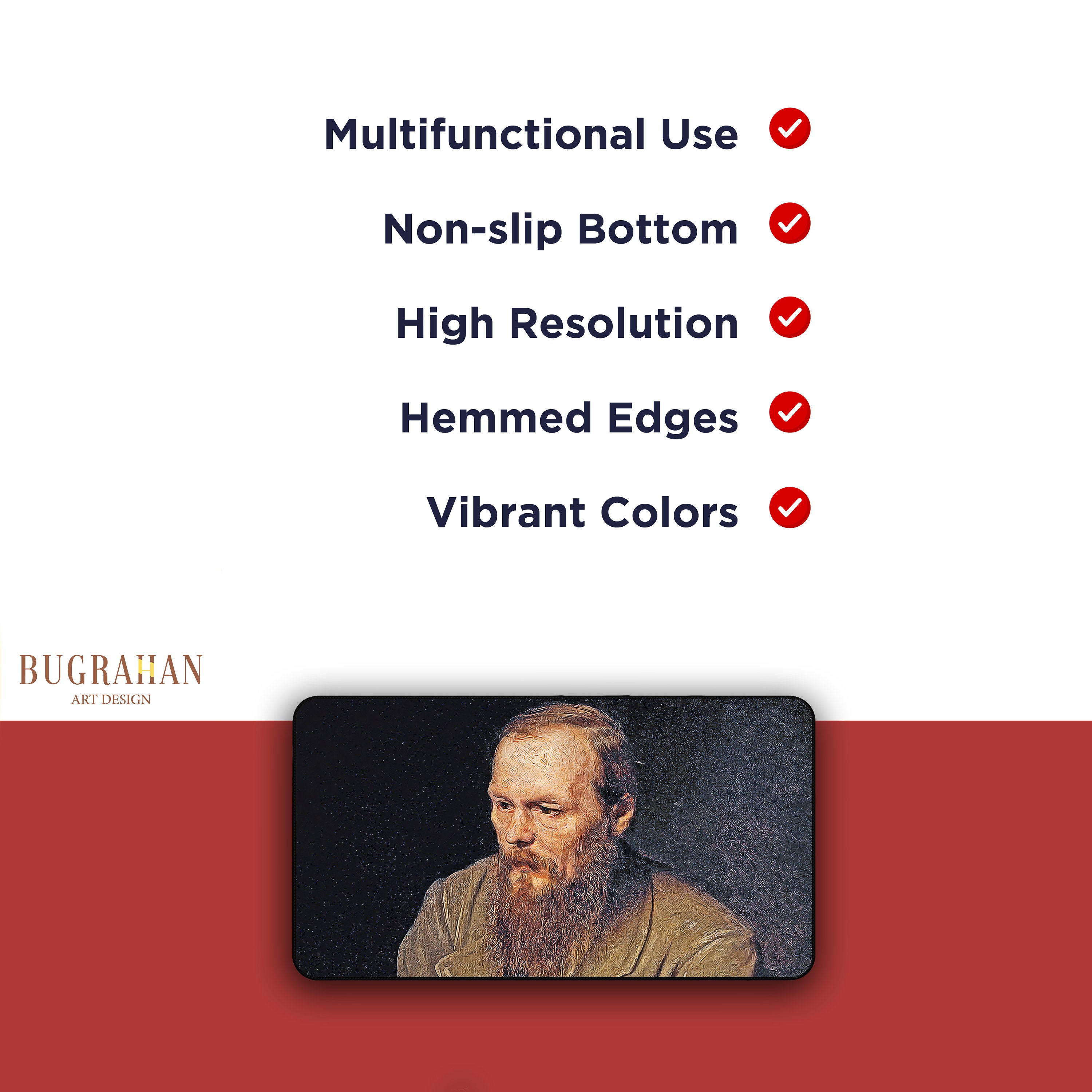 Dostoevsky Desk Mat Quote Desk Mat Author Desk Mat Mouse Pad XXL ...