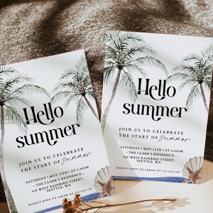 Editable Hello Summer Party Invitation Template, DIY Tropical ...