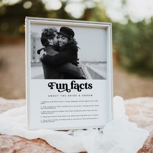 Fun Fact About the Bride and Groom Sign Template, Editable Modern Photo ...
