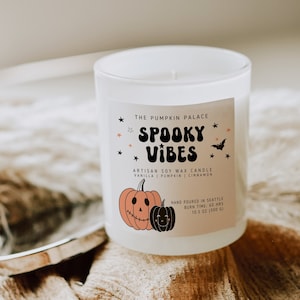 Halloween Candle Label Set, Customizable Canva Template, DIY Autumn ...