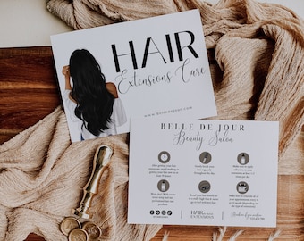 Hair Extensions Aftercare Card Template, Editable Luxury Care Card, How ...