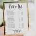 Editable Elegant Vendor Price List, DIY Printable Salon Price Sheet ...