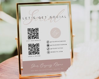 Boho Social Media Sign Template, DIY Follow Us on Social Media Sheet ...