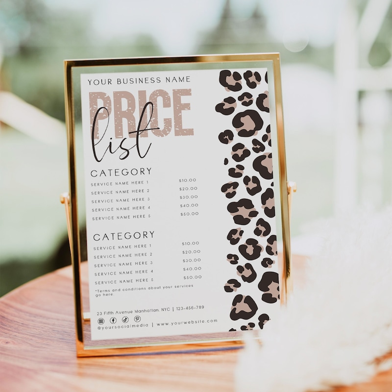Animal Price List Template - Etsy