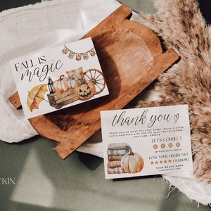 Editable Autumn Thank You Card, Customizable Fall Thanks Note, Modern ...