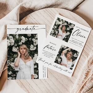 Editable Boho Graduation Announcement Card, DIY Senior Announcement ...