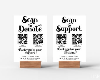 Editable Scan to Donate Sign, DIY QR Code Sign, Cashapp Paypal Scan to ...