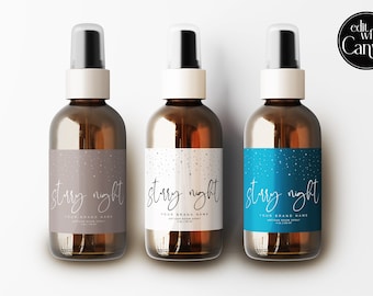 Editable Room Spray Label Template Canva, DIY Linen Spray Bottle Label ...