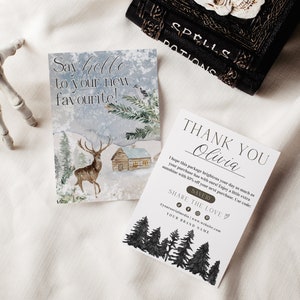 Editable Snowy Christmas Thank You Card, Customizable Thanks Note ...