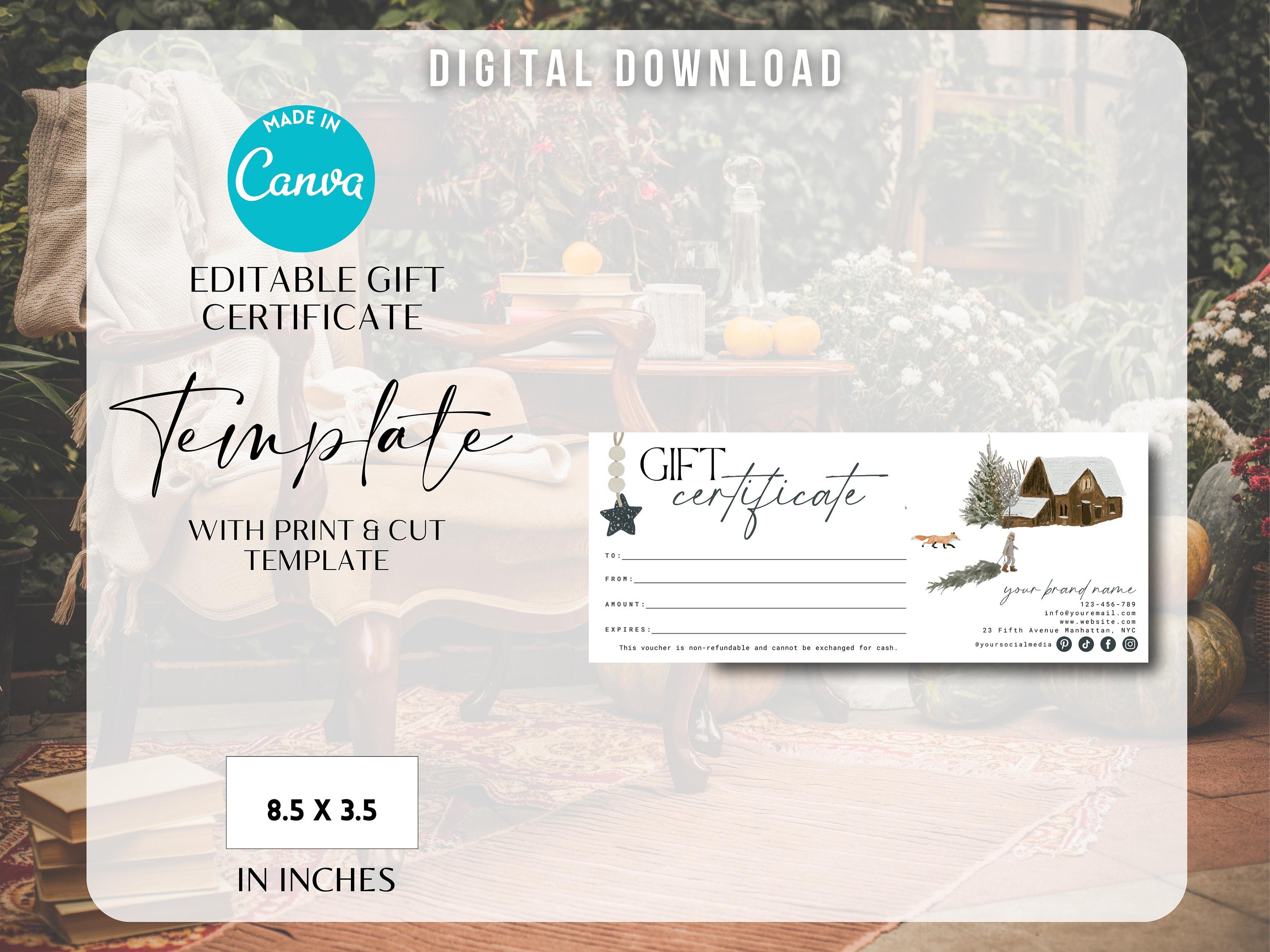 Editable Holiday Gift Voucher Certificate Template - Etsy