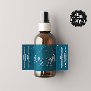 Editable Room Spray Label Template Canva, DIY Linen Spray Bottle Label ...