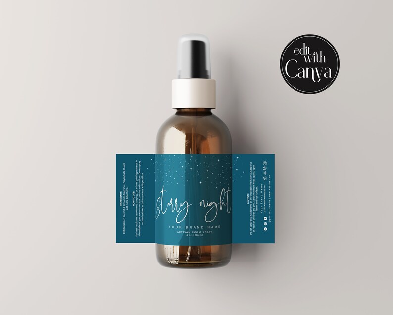 Editable Room Spray Label Template Canva, DIY Linen Spray Bottle Label ...
